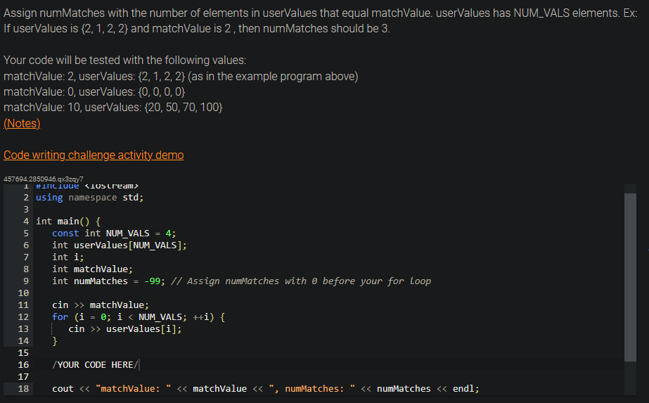 Solved C++ PLEASE Assign numMatches with the number of | Chegg.com