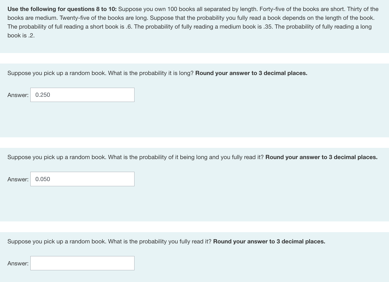 Solved Suppose you own 100 ﻿books all separated by length. | Chegg.com