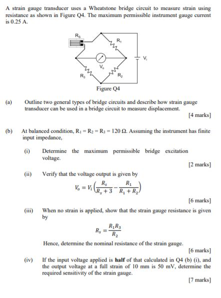 Solved A strain gauge transducer uses a Wheatstone bridge | Chegg.com