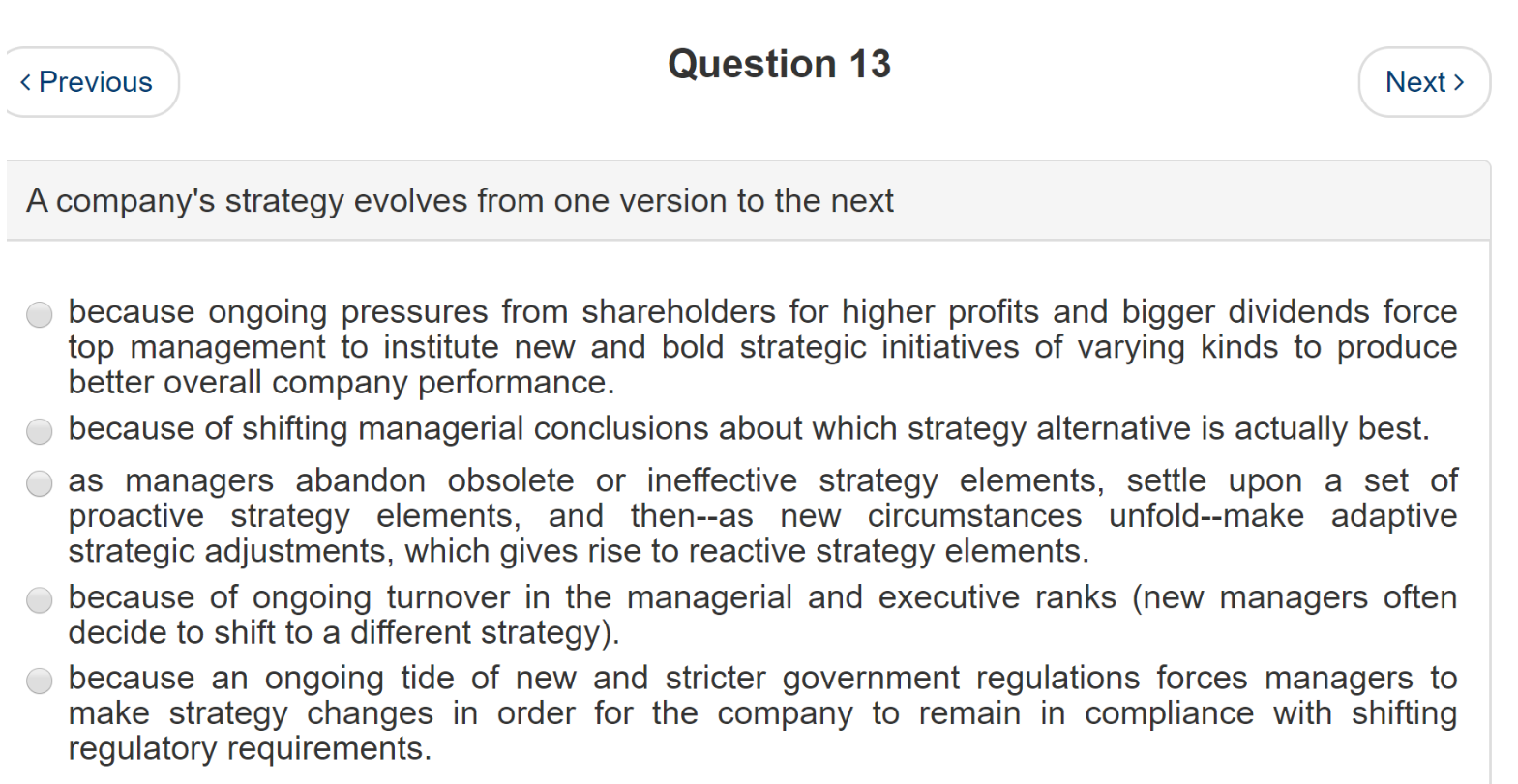 Solved Question 13 A company's strategy | Chegg.com