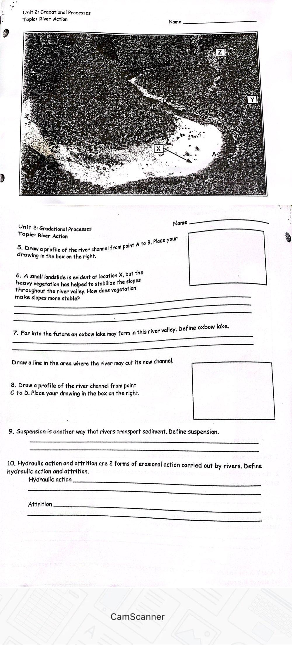 Solved Unit 2: Gradational Processes Topic: River Action | Chegg.com