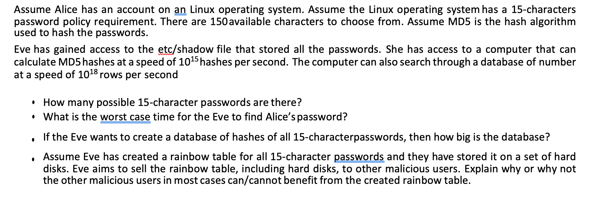 Solved Assume Alice has an account on an Linux operating | Chegg.com