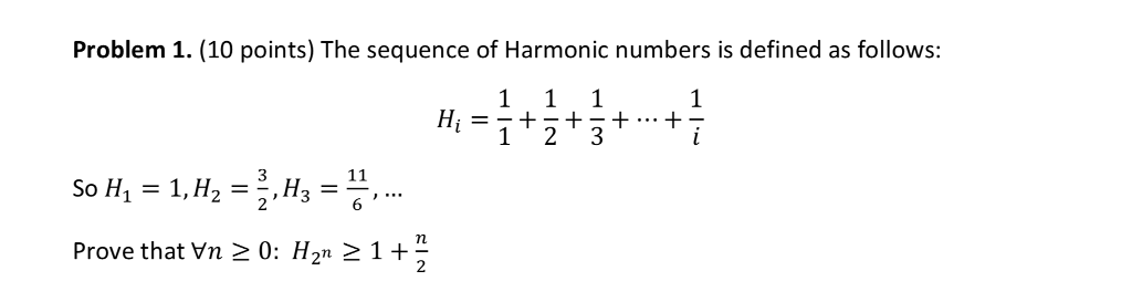 Solved Problem 1. (10 points) The sequence of Harmonic | Chegg.com