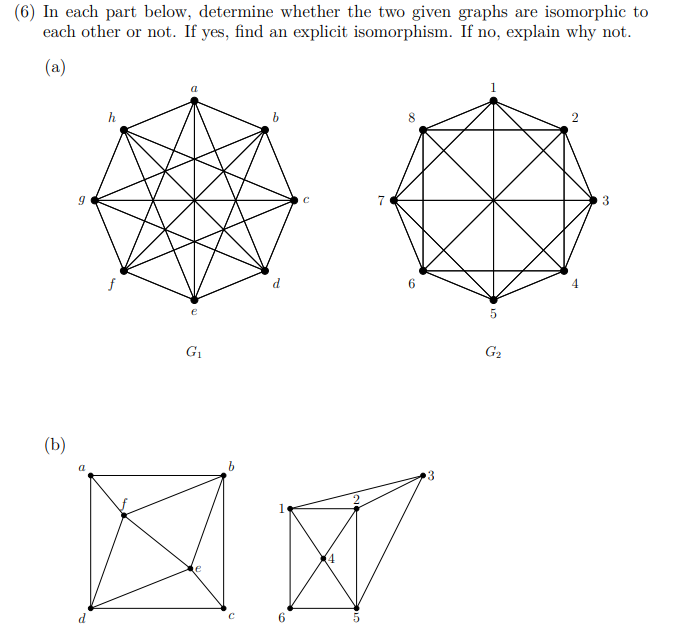 Solved (6) In each part below, determine whether the two | Chegg.com