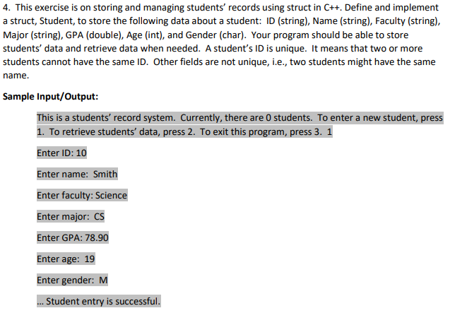 Solved 4. This exercise is on storing and managing students' | Chegg.com