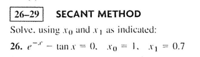 Solved SECANT METHOD Solve. using x0 and x1 as indicated: | Chegg.com
