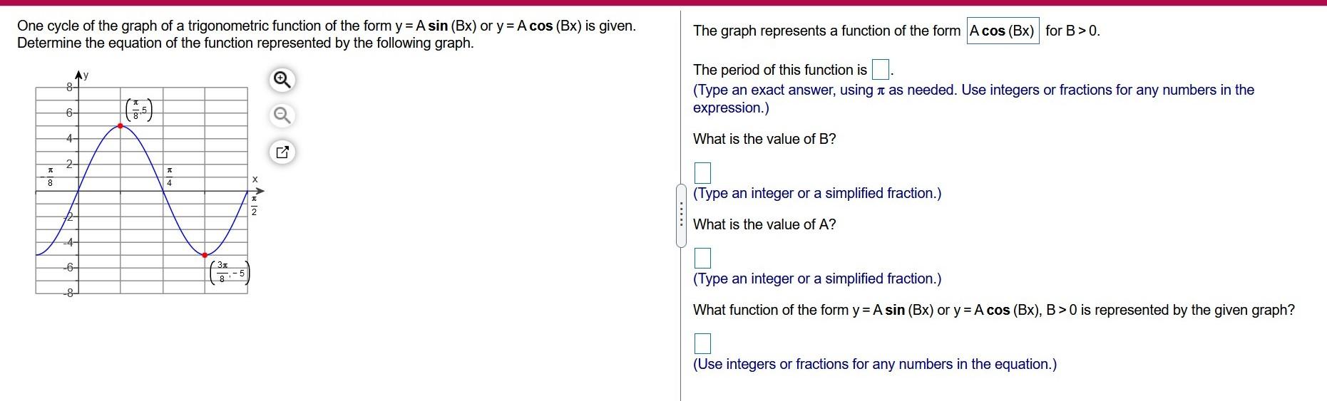 Solved One cycle of the graph of a trigonometric function of | Chegg.com