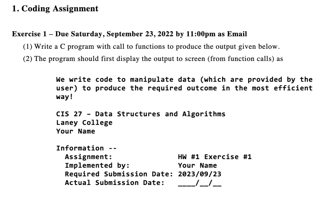 Solved Exercise 1 - Due Saturday, September 23, 2022 by | Chegg.com