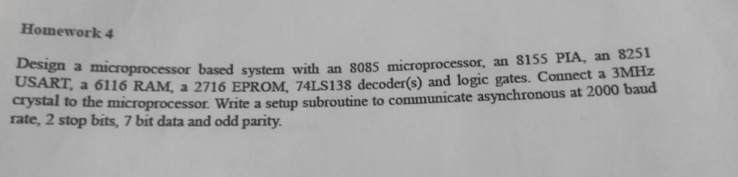 Solved Homework 4 Design A Microprocessor Based System With 