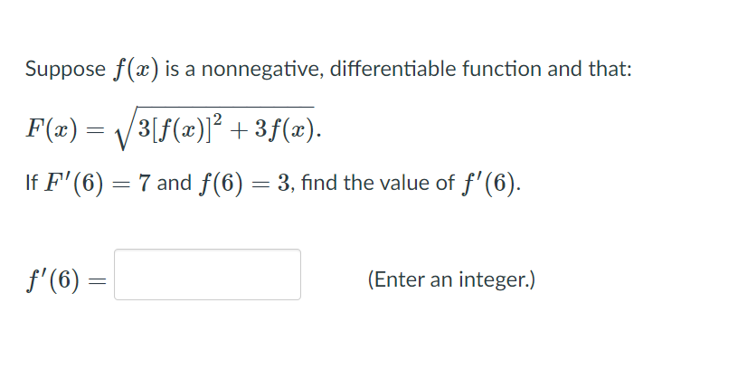 Solved Suppose f(x) is a nonnegative, differentiable | Chegg.com
