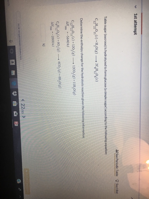 Solved 1st attempt See Periodic Table QSeeHint Table sugar | Chegg.com