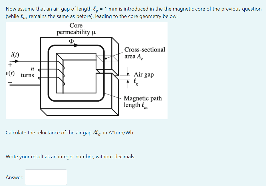 Solved The magnetic core in the figure below has the | Chegg.com