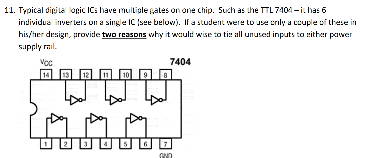 Solved 11. Typical digital logic ICs have multiple gates on | Chegg.com