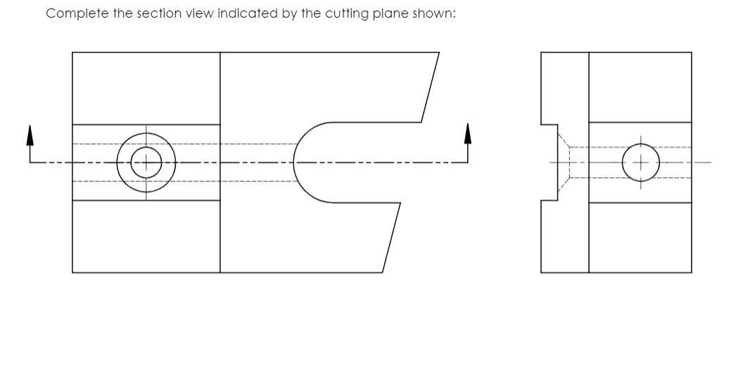 Solved Complete the section view indicated by the cutting | Chegg.com