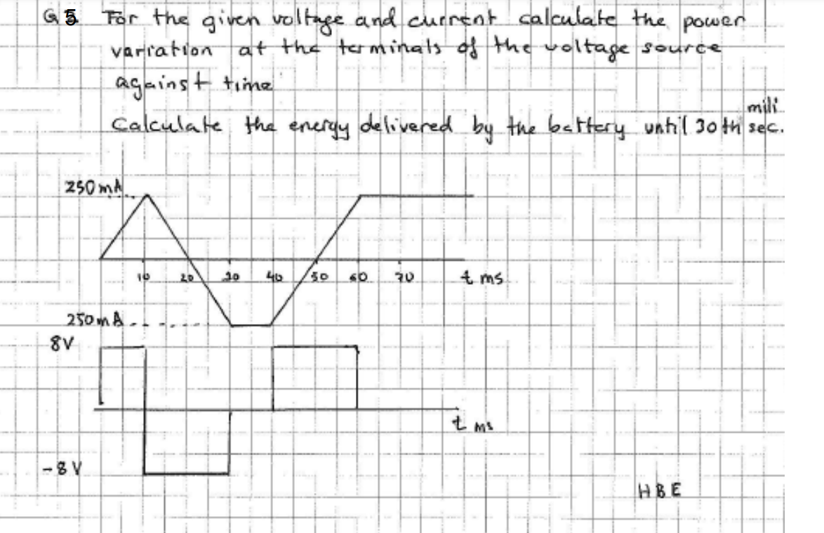 Solved Q5. For the given voltage and current calculate the | Chegg.com