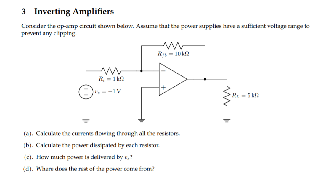 Solved 3 Inverting Amplifiers Consider the op-amp circuit | Chegg.com