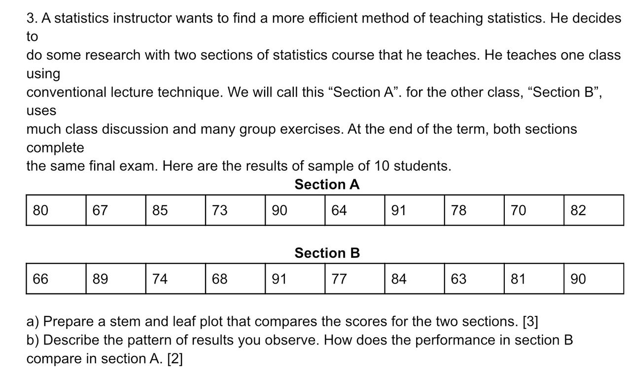 Solved A statistics instructor wants to find a more | Chegg.com