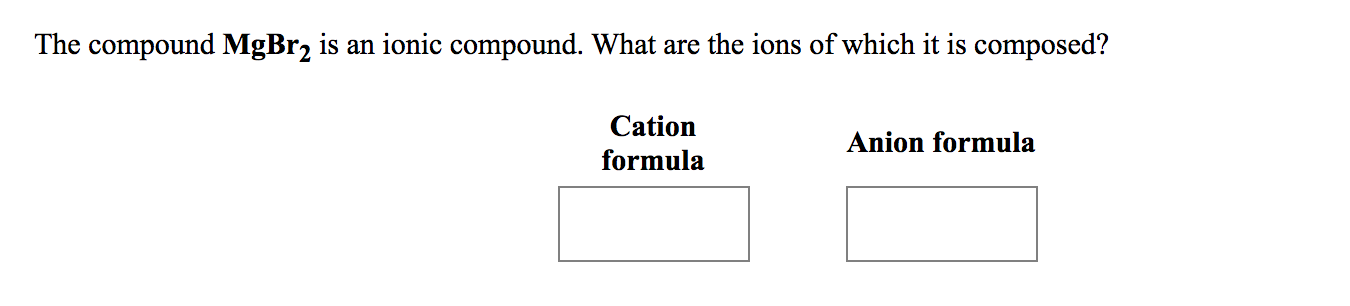 Solved The compound MgBr2 is an ionic compound. What are the | Chegg.com