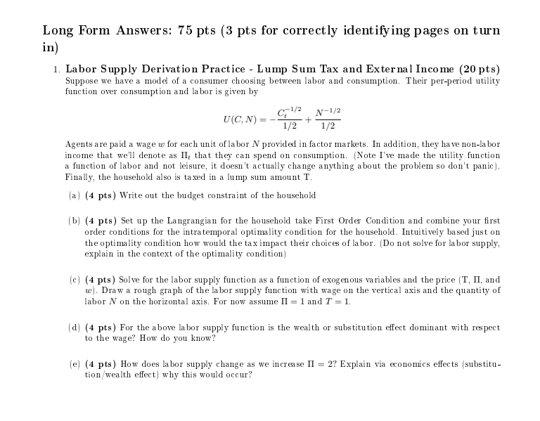 Solved ong Form Answers: 75 pts (3 pts for correctly | Chegg.com