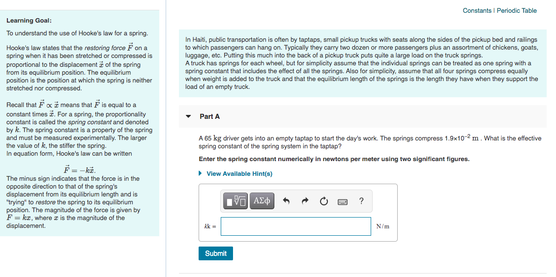 Solved Constants Periodic Table A block of weight w sits on | Chegg.com