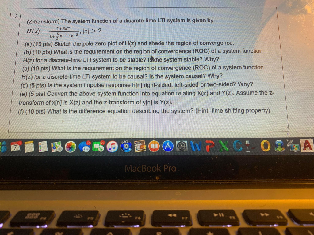 Solved (Z-transform) The system function of a discrete-time | Chegg.com