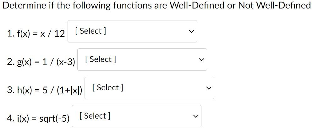 Solved Determine if the following functions are Well-Defined | Chegg.com