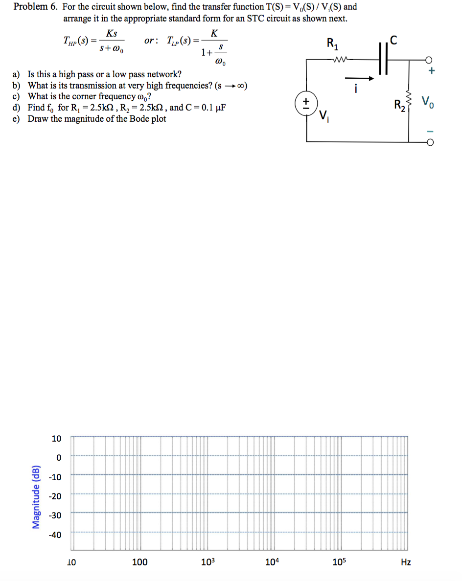 Solved Problem 6. For the circuit shown below, find the | Chegg.com