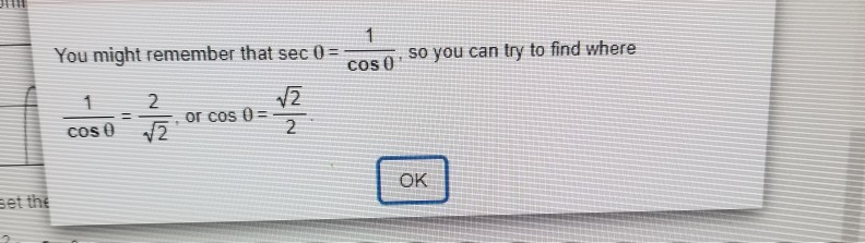 Solved You might remember that sec 0 =- cos so you can try | Chegg.com