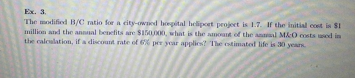 Solved Ex. 3.The modified BC ﻿ratio for a city-owned | Chegg.com