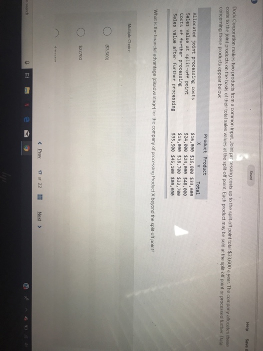 Solved Help Save & Dock Corporation makes two products from | Chegg.com
