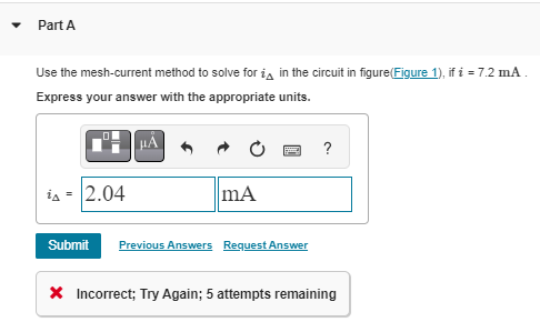 Solved Use the mesh-current method to solve for iΔ in the | Chegg.com