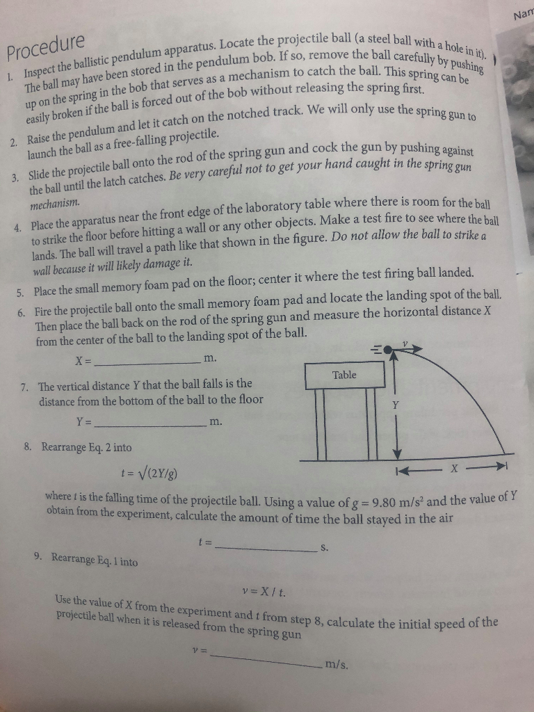 Solved LABORATORY 5 PROJECTILE MOTION Objective To determine | Chegg.com