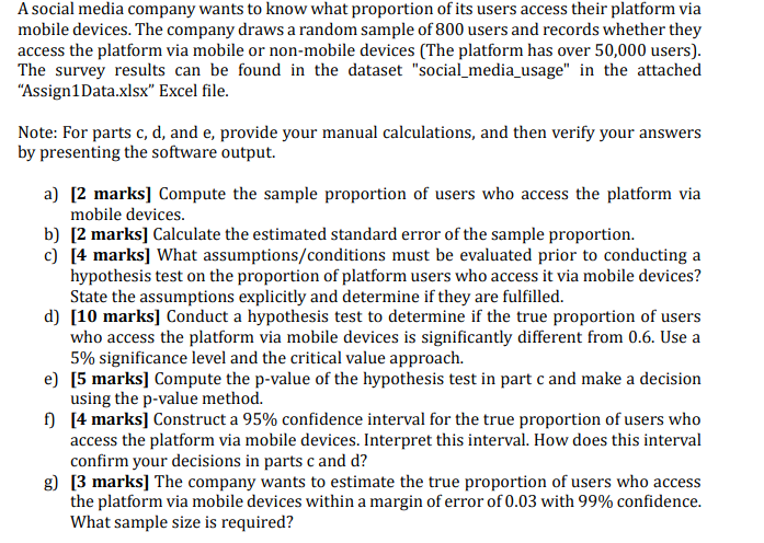 Solved A social media company wants to know what proportion | Chegg.com