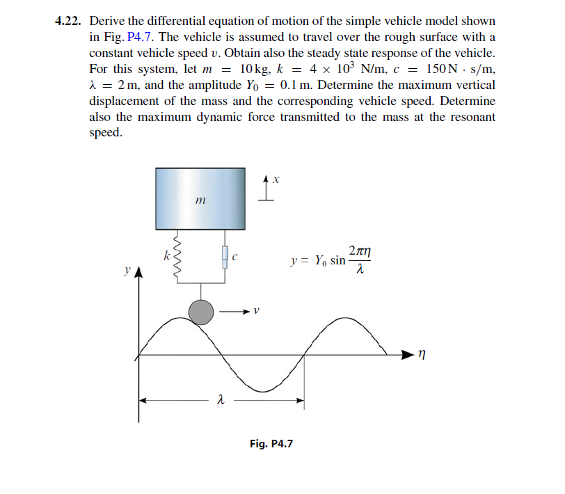 Solved 4.22. Derive the differential equation of motion of | Chegg.com