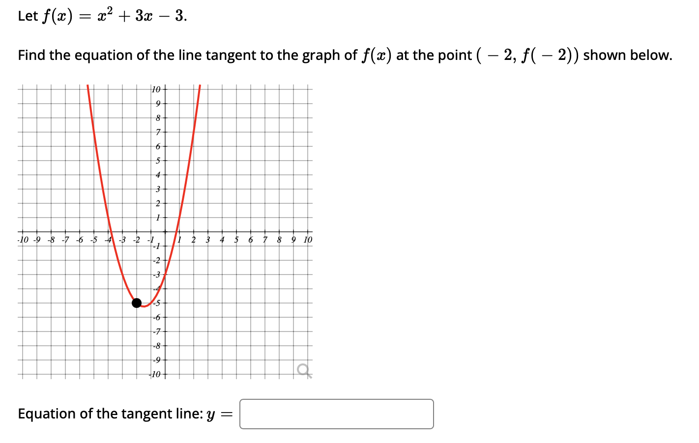 Solved Let f(x)=x2+3x−3. Find the equation of the line | Chegg.com