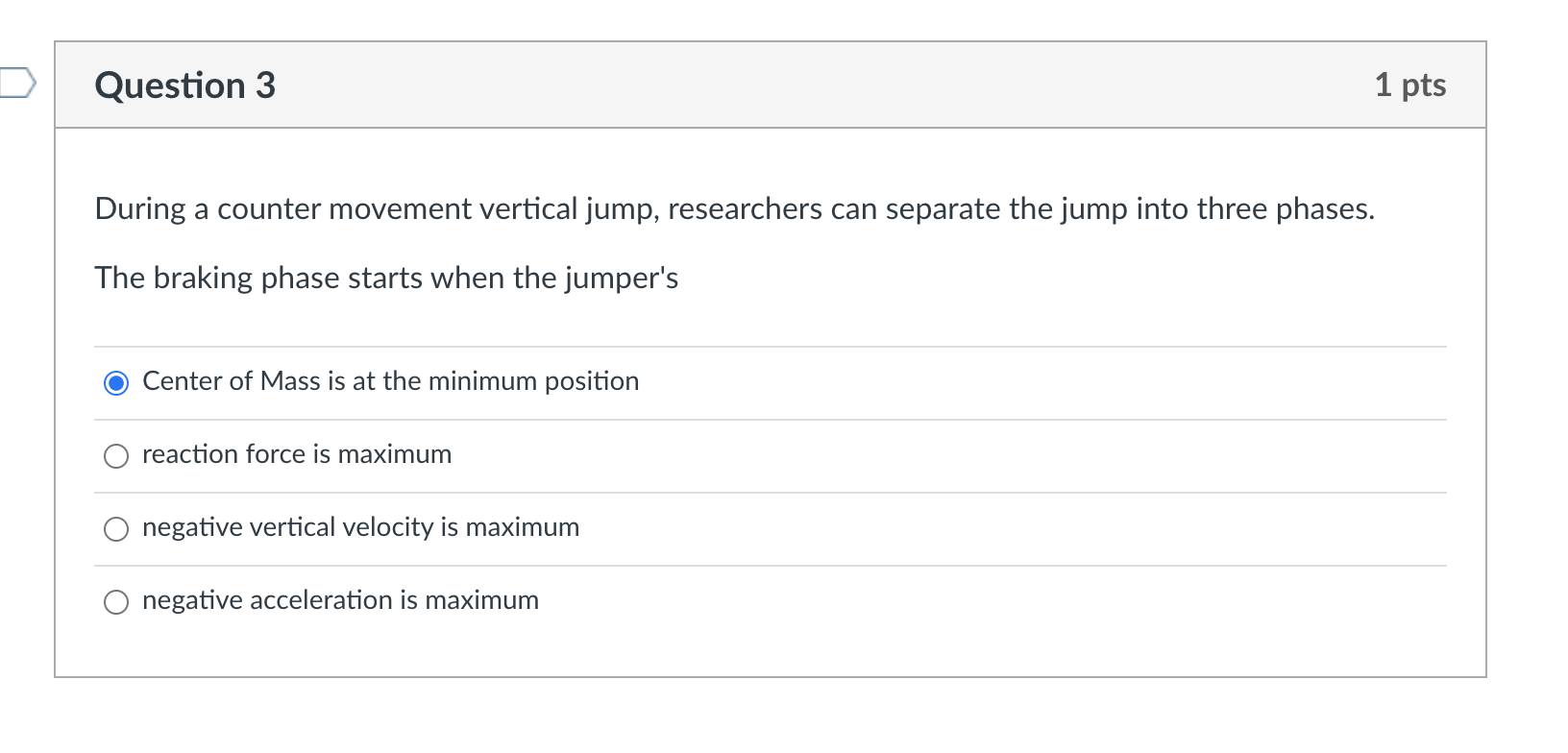 Solved Question 3 1 Pts During A Counter Movement Vertical Chegg