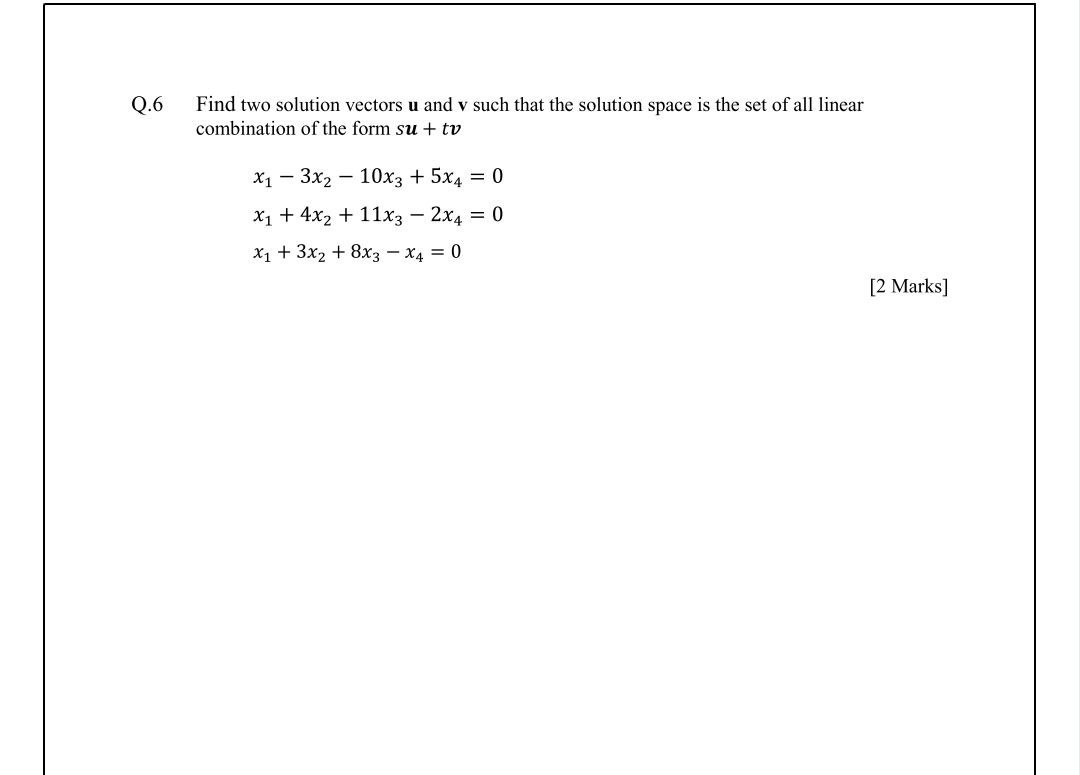 Solved Find two solution vectors u and v such that the | Chegg.com