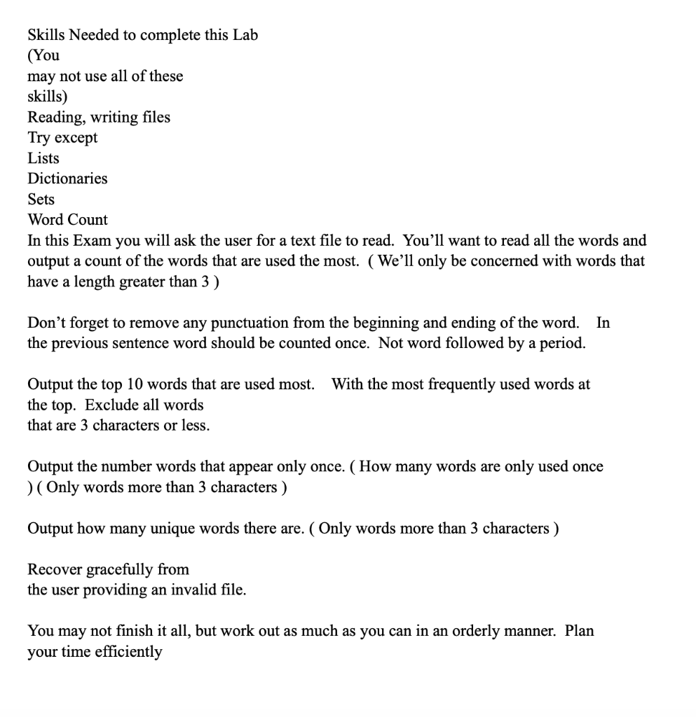 Solved Skills Needed to complete this Lab (You may not use | Chegg.com