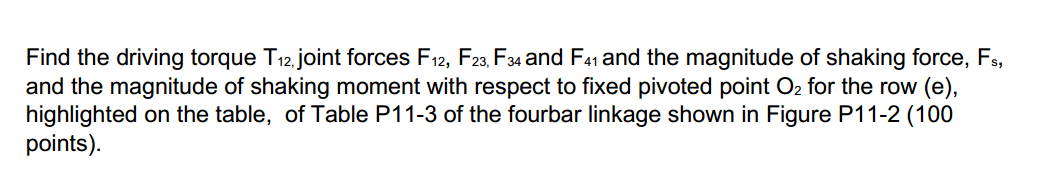 Find the driving torque T12, joint forces F12, F23, | Chegg.com