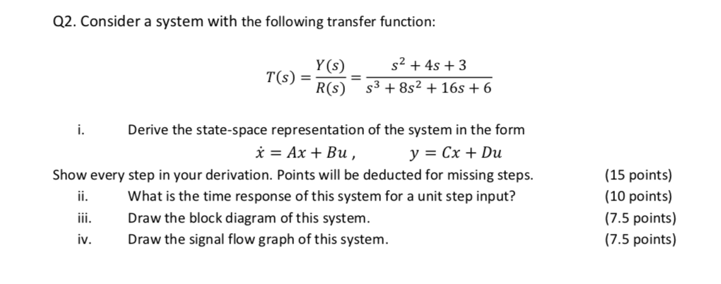 Solved Q2. Consider a system with the following transfer | Chegg.com