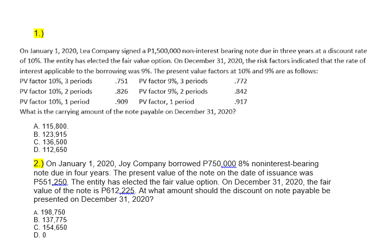 Solved 1.) On January 1, 2020, Lea Company signed a | Chegg.com