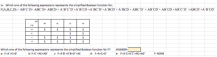 Solved 4- Using four-variable k-maps. - Use the following | Chegg.com