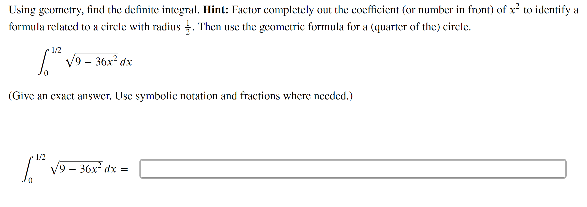 Solved Using geometry, find the definite integral. Hint: | Chegg.com