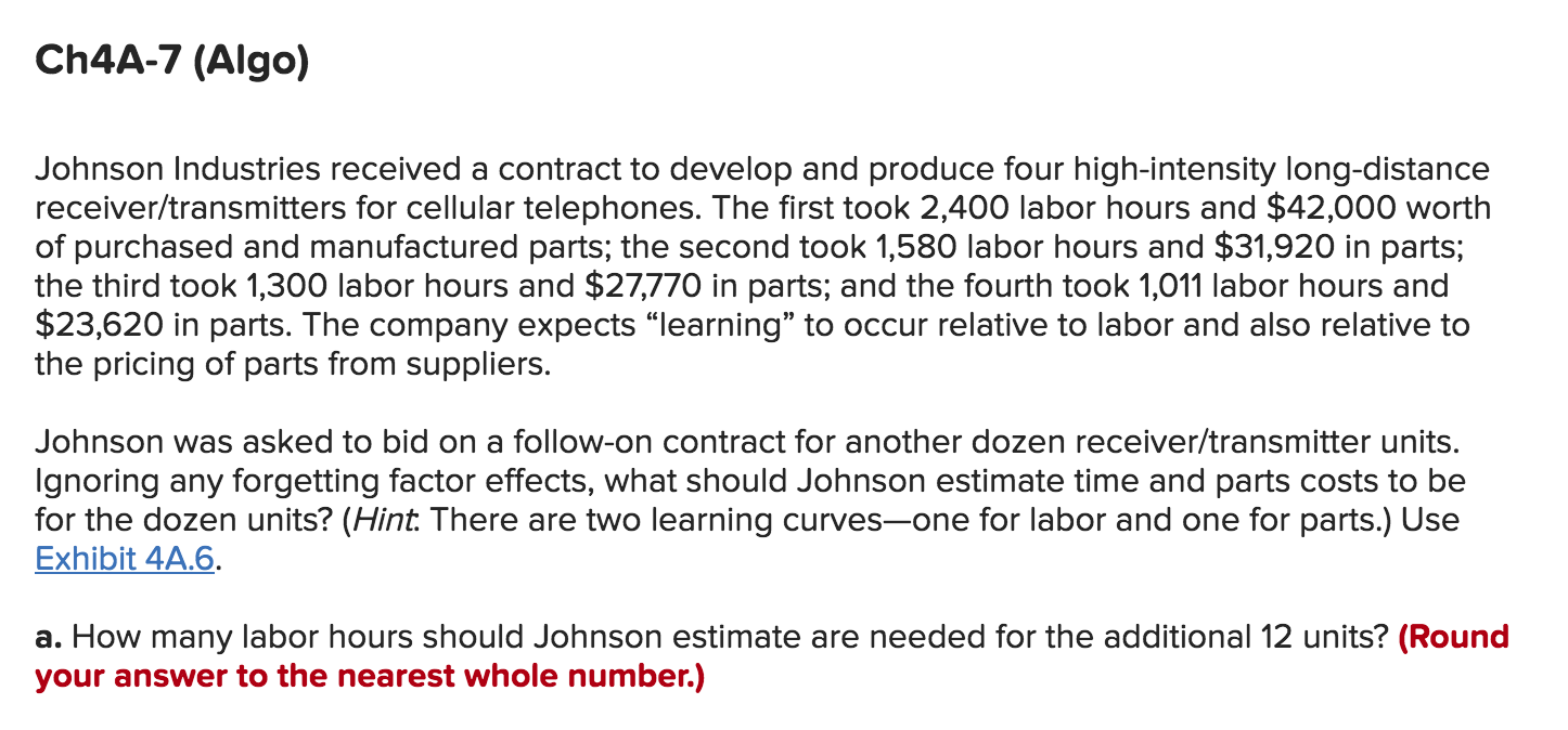 Solved Ch4A-7 (Algo) Johnson Industries received a contract | Chegg.com
