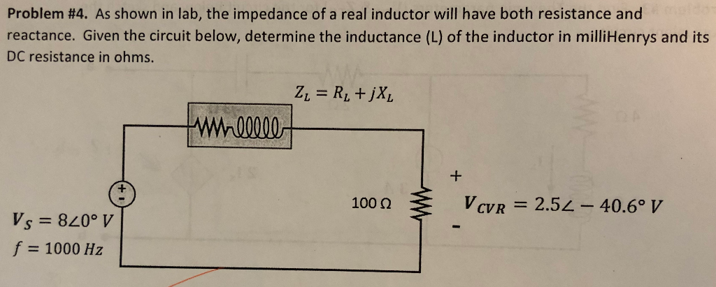 Solved Problem #4. As shown in lab, the impedance of a real | Chegg.com
