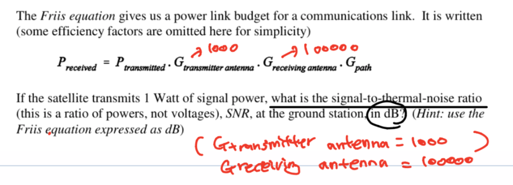 The Friis equation gives (some efficiency factors are | Chegg.com