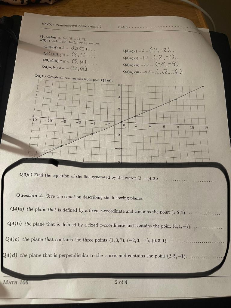 Question 3. Let u=(4,2). Q3)a) Calculato the | Chegg.com
