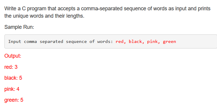 Solved Write A C Program That Accepts A Comma separated Chegg