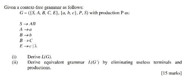 Solved Given a context-free grammar as follows: G = ((S, A, | Chegg.com