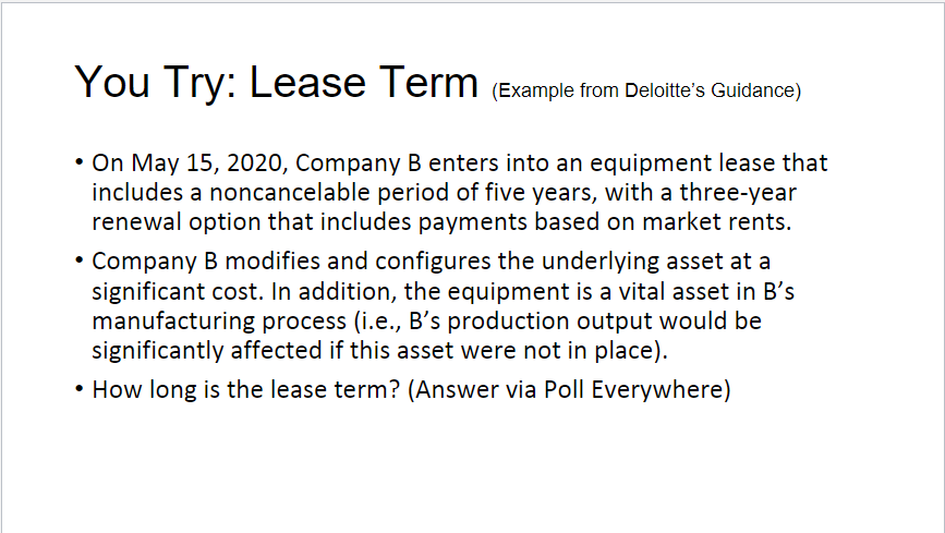 Solved You Try: Lease Term (Example from Deloitte's | Chegg.com
